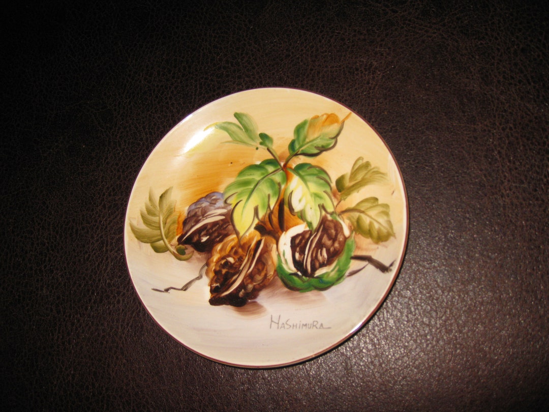 HASHIMURA WALNUT PLATE 6 1/4" Ceramic Wall Plate Handpainted by ...