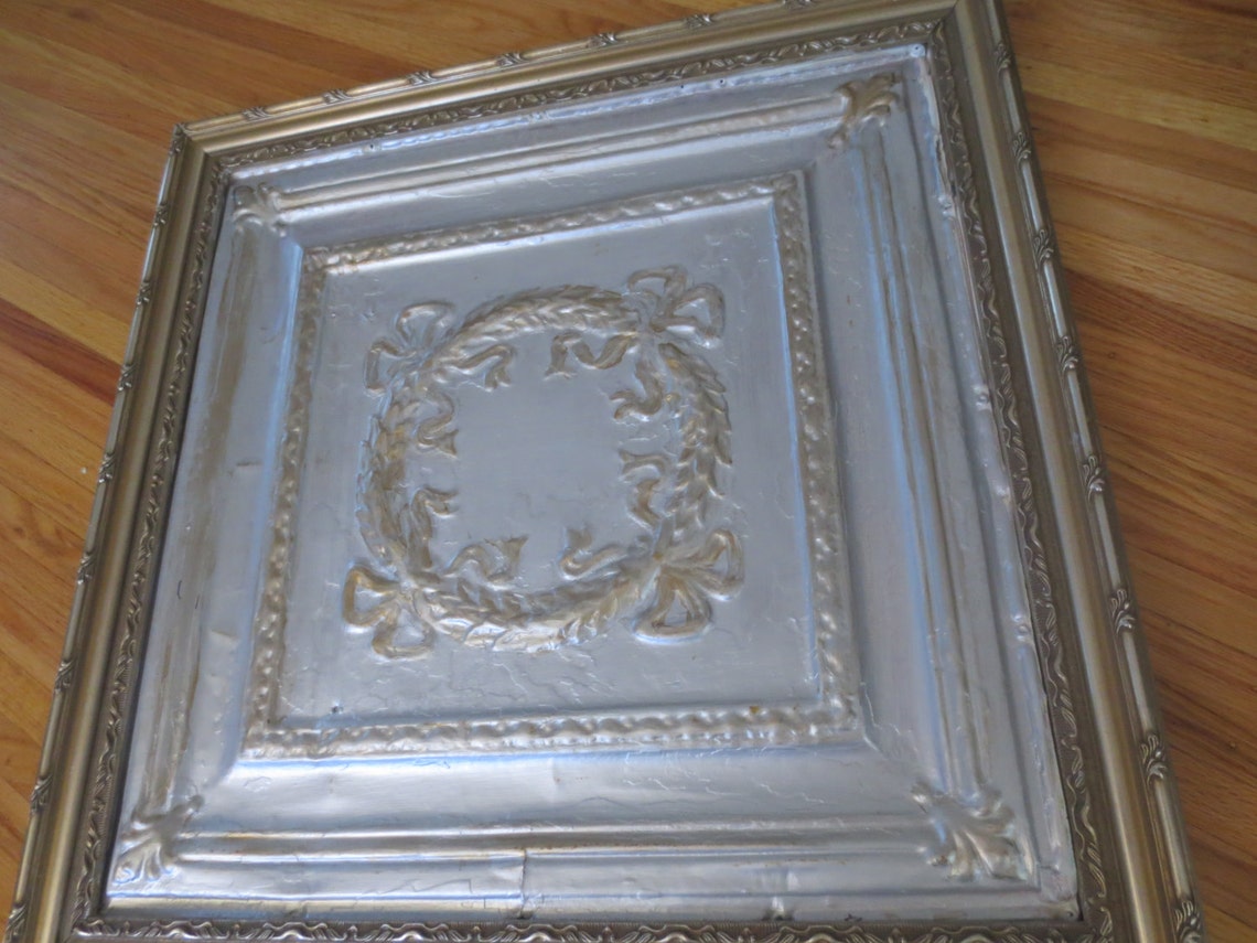 FRAMED ANTIQUE CEILING Tile 28 X 28 in Goltone - Etsy