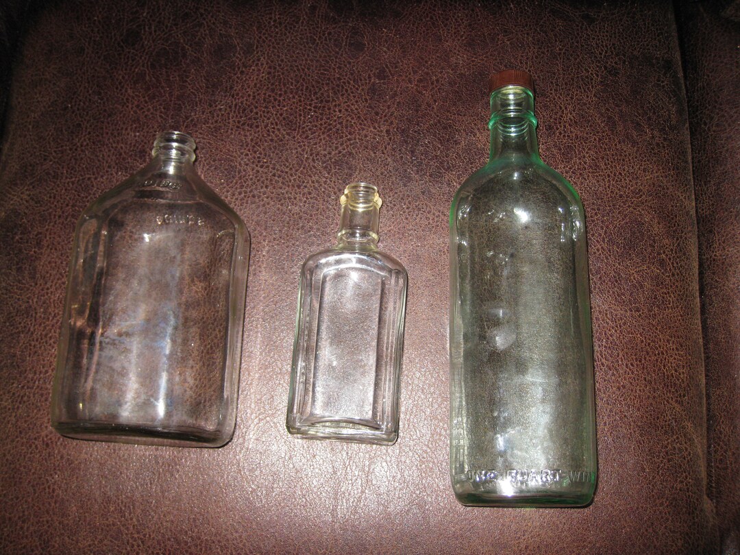 THREE VINTAGE GLASS Bottles Eight Sided Squibb 8 1/4" High Porter's ...