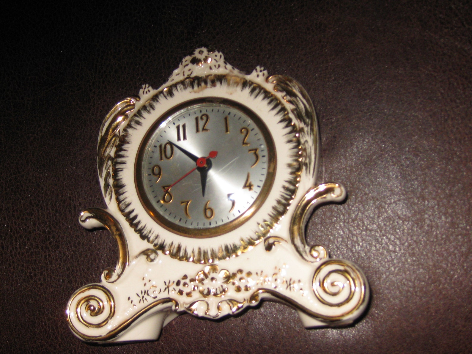 WHITE CERAMIC CLOCK Gold Trimmed Front Convex Glass Cover - Etsy