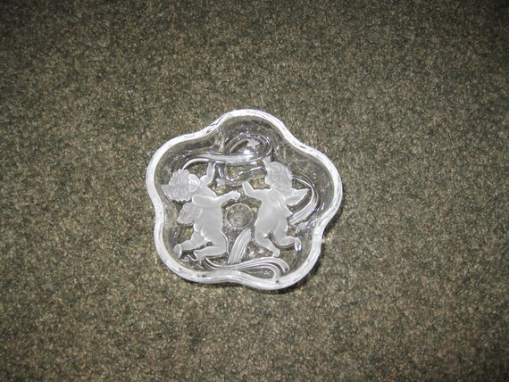 SMALL GLASS COMPOTE Footed Cherub Dish 3 1/2" High 5 … - Gem