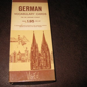GERMAN VOCABULARY CARDS Visual Education Dayton Ohio 1 1/2" X 3 1/2 ...