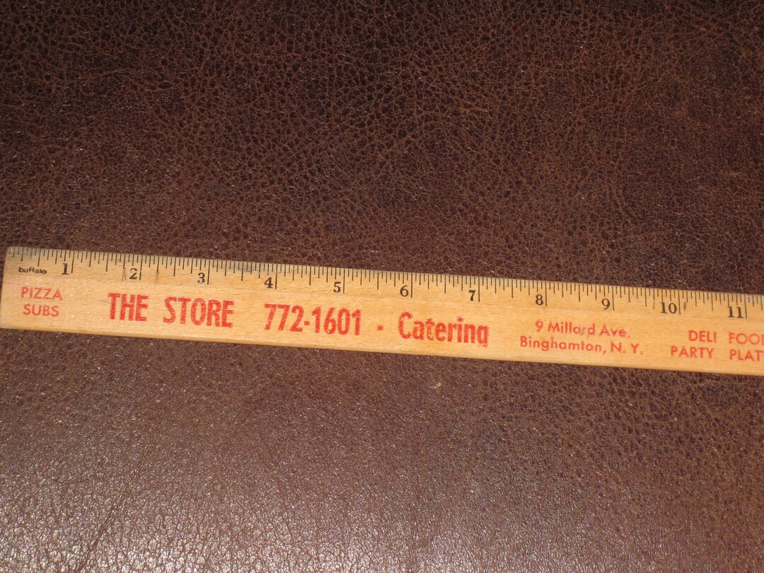 WOODEN ADVERTISING RULER "9 Millard Avenue Binghamton, N.y." Deli Foods ...