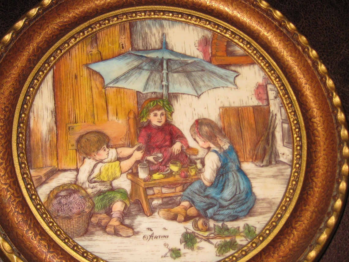 ARTINI SCULPTURED ENGRAVING Hand Painted Twin Etched Four | Etsy