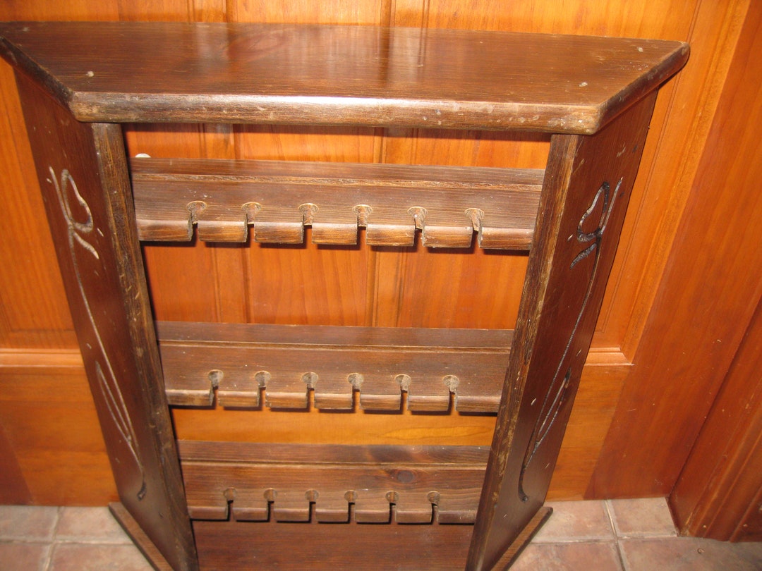 WOODEN SPOON PLATE Rack Large Wall Rack Holds 18 Spoons With Routed Out ...