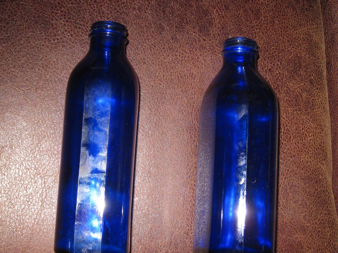COBALT BLUE MILK of Magnesia Bottles 2 Vintage 9 Bottles | Etsy