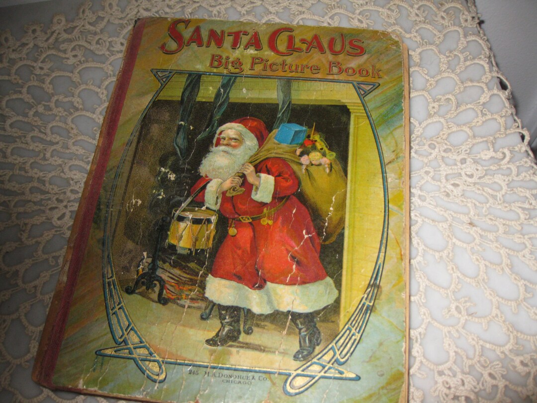 SANTA CLAUS Big Picture and Story Book Illustrated Vintage Children's ...