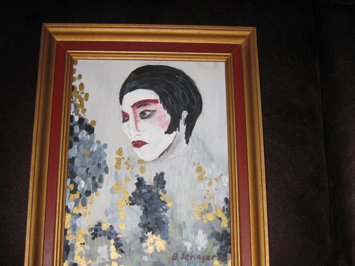 HARLEQUIN FACE PAINTING Acrylic Portrait On Canvas In Custom | Etsy