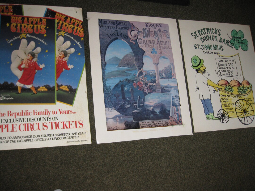 1989 FOLK ART ST. Patricks' Dinner Dance Ad Window Card Big Apple ...