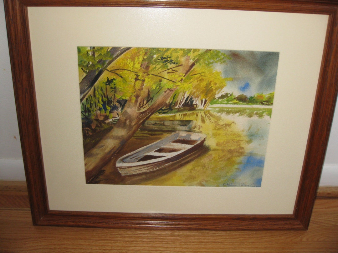 ORIGINAL PAINTING 1972 by Kathleen Alison Colgan Wood Frame 19 X 23 ...