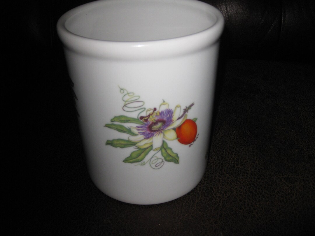 B.I.A. OPEN CROCK UTENSIL Holder Made in China Flowers Blueberries ...