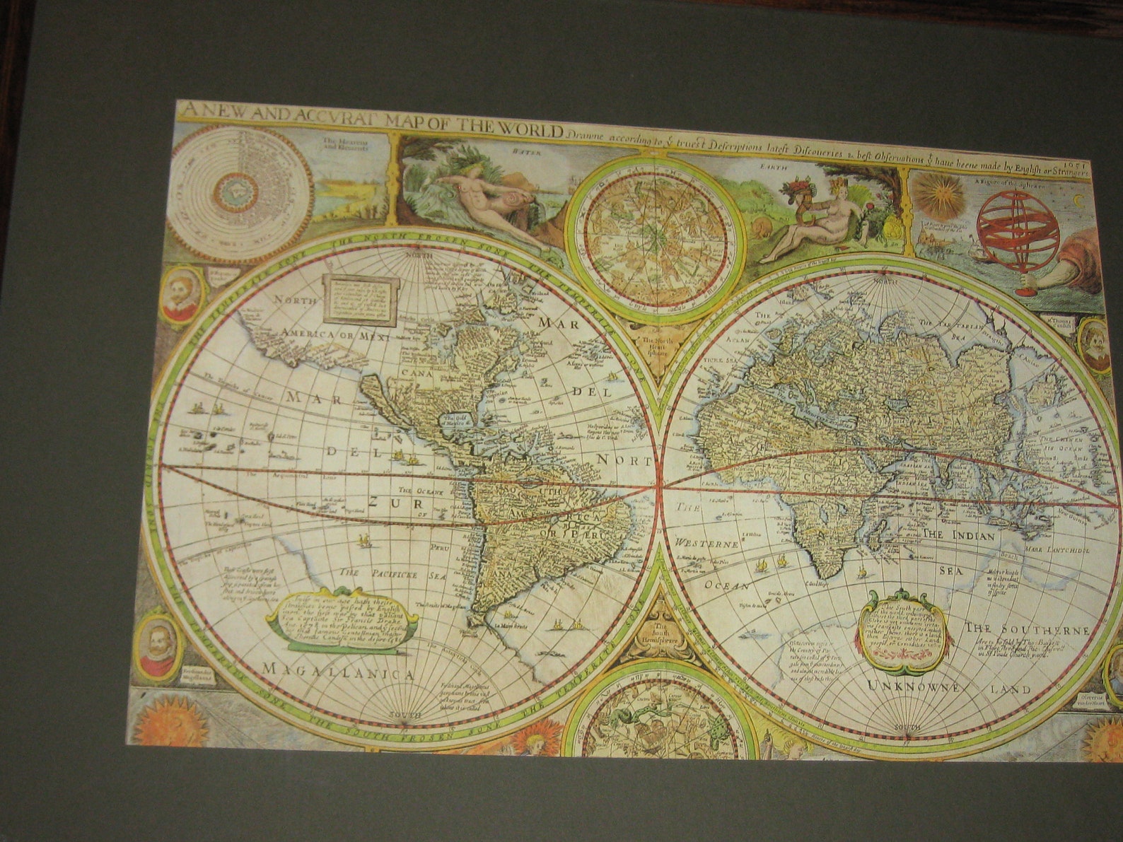 MAP of THE WORLD Framed Vintage a New and Accrvat Map of - Etsy