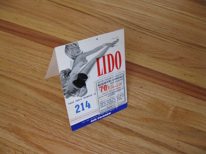LIDO TABLE CARD Stand up Card From the 50s English on One Side - Etsy