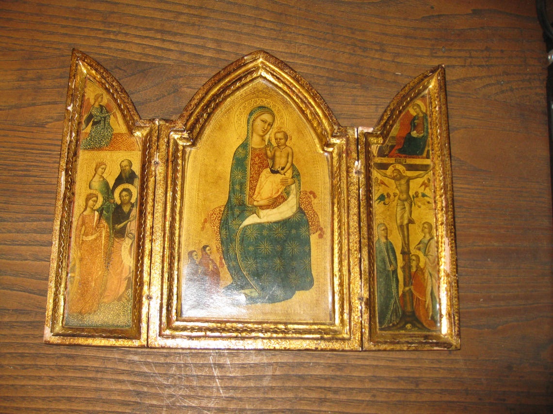 ANTIQUE TRIPTYCH Religious Shrine Altar European Looking | Etsy