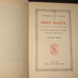 1900's STORIES AND TALES by Bret Harte Ten Volumes Hardcover Missing ...