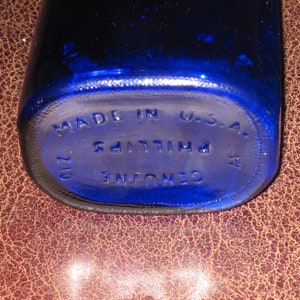 COBALT BLUE MILK of Magnesia Bottles 2 Vintage 9" Bottles Made by Hazel ...