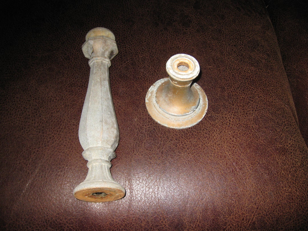 TWO SPELTER LAMP Parts (spacers?) 9 3/4" Tall One End 2 1/4" Other 1 1/ ...