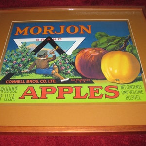 FRAMED CRATE LABEL Morjon Brand Apples Connell Bros Co Ltd San ...