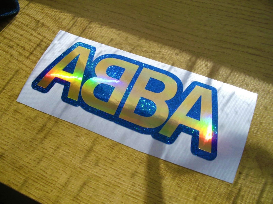 ABBA Sticker Blue Sparkle / Gold Chrome - Etsy
