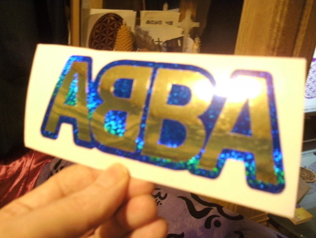 ABBA Sticker Blue Sparkle / Gold Chrome - Etsy