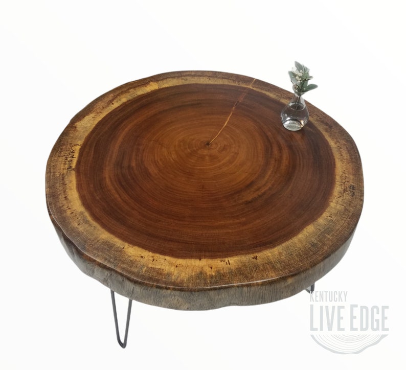 Round Coffee Table Live Edge Table Circular Dark Wood | Etsy