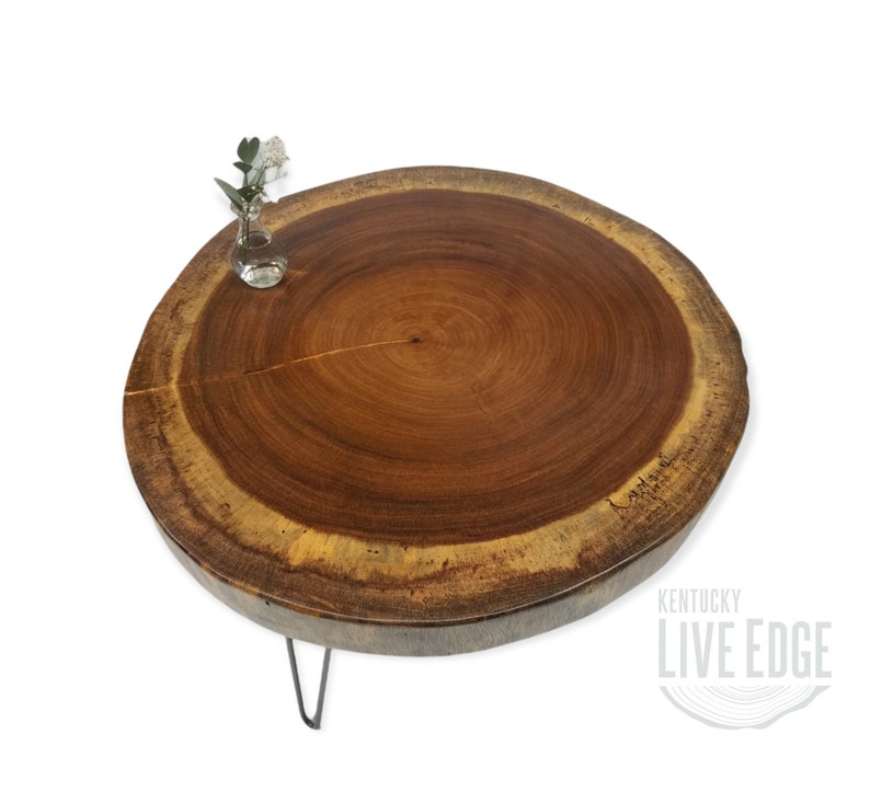 Round Coffee Table Live Edge Table Circular Dark Wood - Etsy
