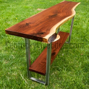 Live Edge Console Table With Shelf Custom Made Media Console - Etsy