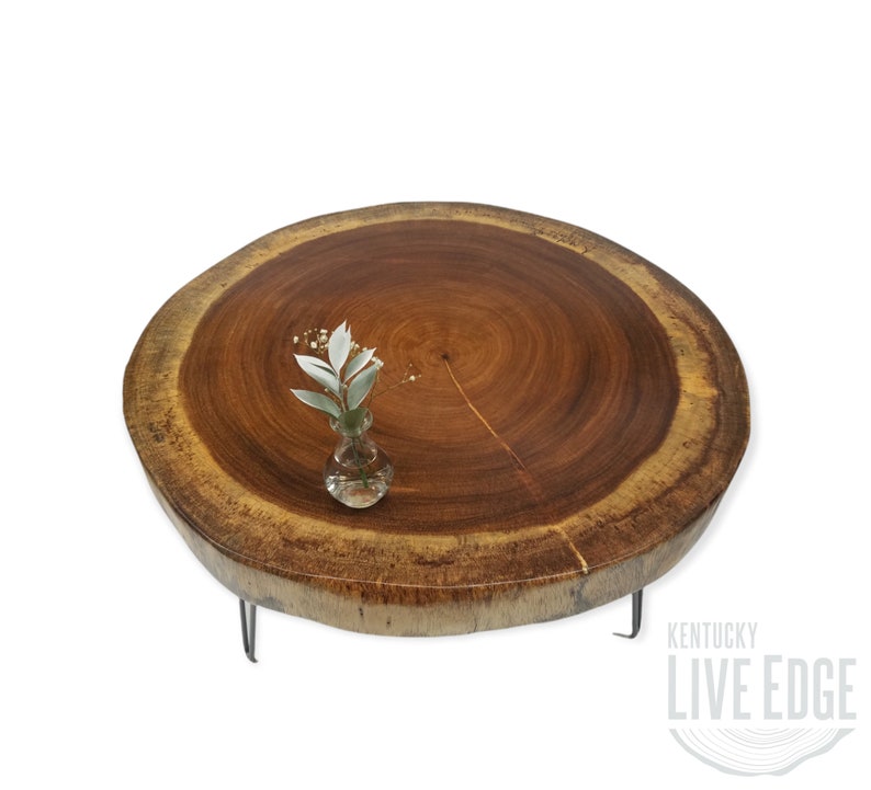 Round Coffee Table Live Edge Table Circular Dark Wood - Etsy