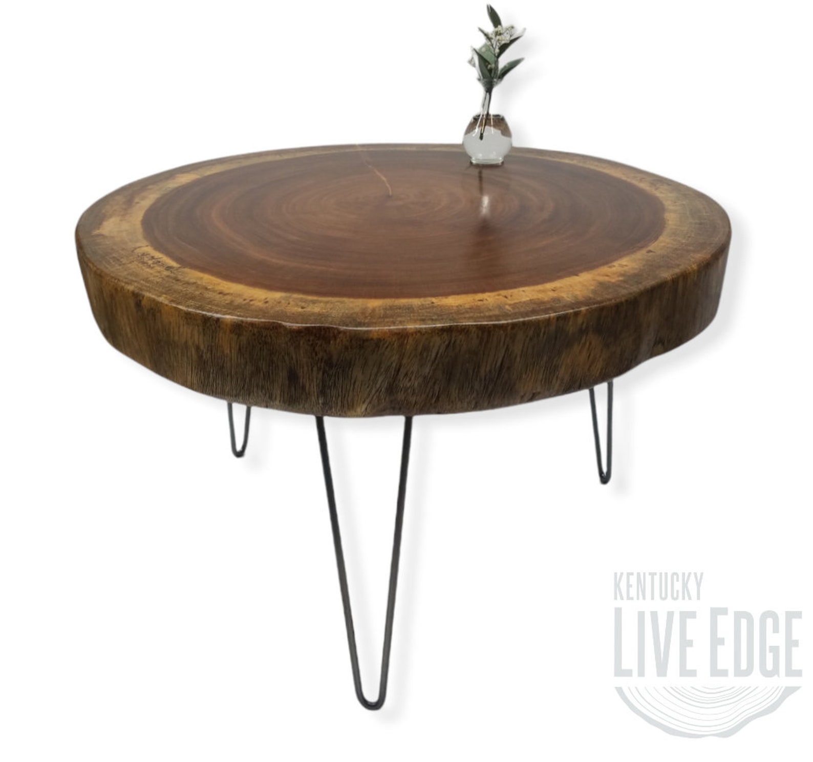 Round Coffee Table Live Edge Table Circular Dark Wood - Etsy