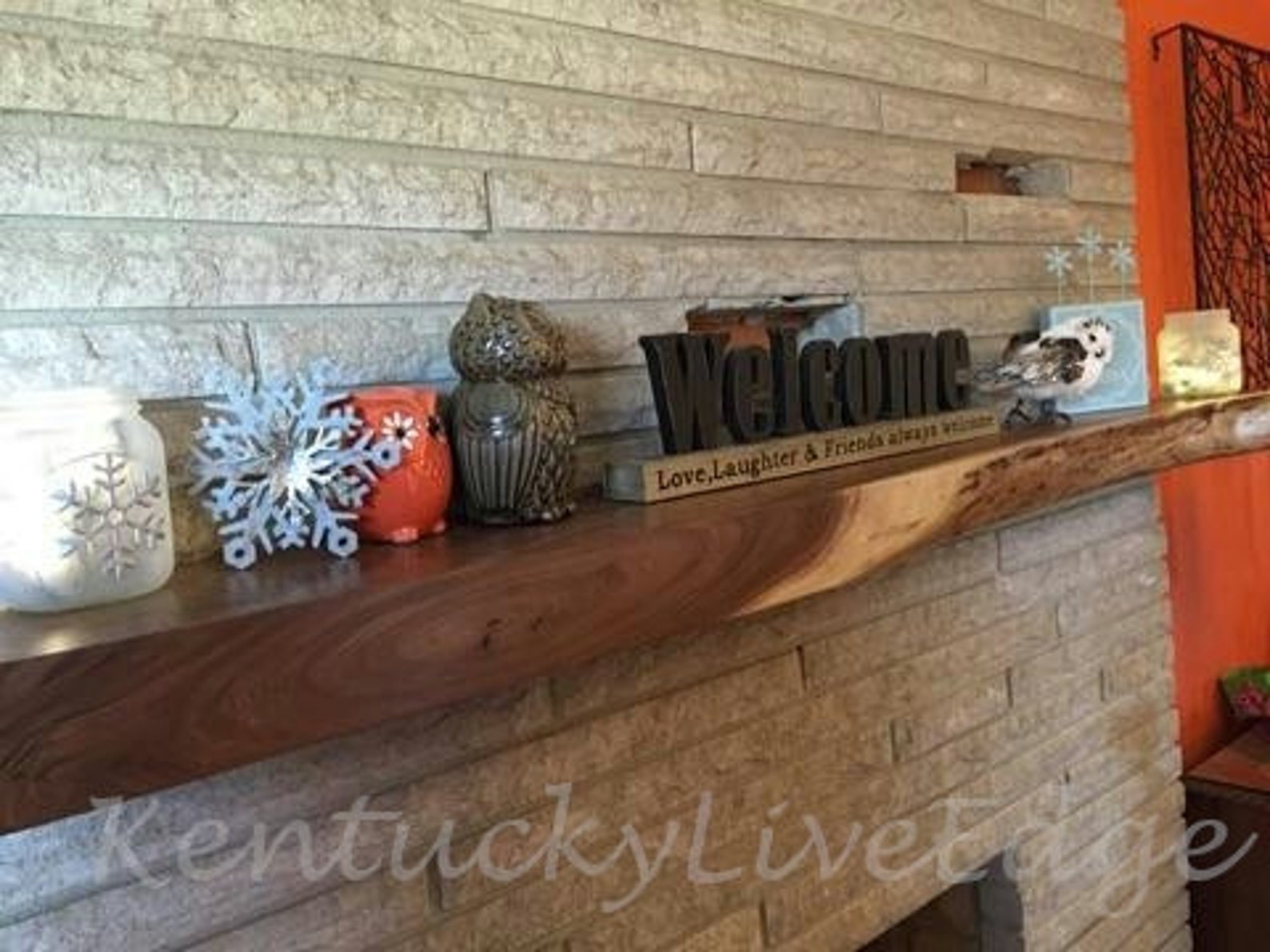 Custom Mantel- Live Edge Mantel- Hardwood Mantel- Wooden Mantel ...