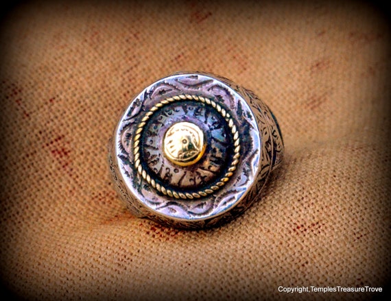 Antique Middle Eastern Sterling Tribal Ring~Size 8 Ev… - Gem