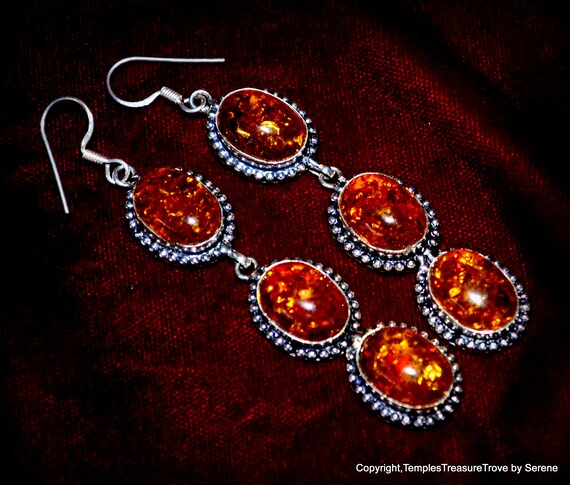 Baltic Honey Amber and 925 Earrings~Sun Spangle Dangl… - Gem