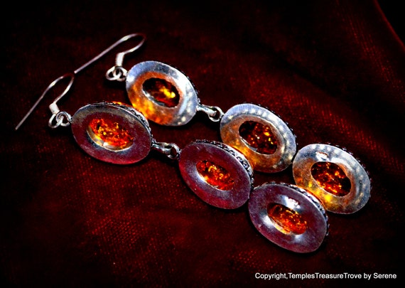 Baltic Honey Amber and 925 Earrings~Sun Spangle Dangl… - Gem