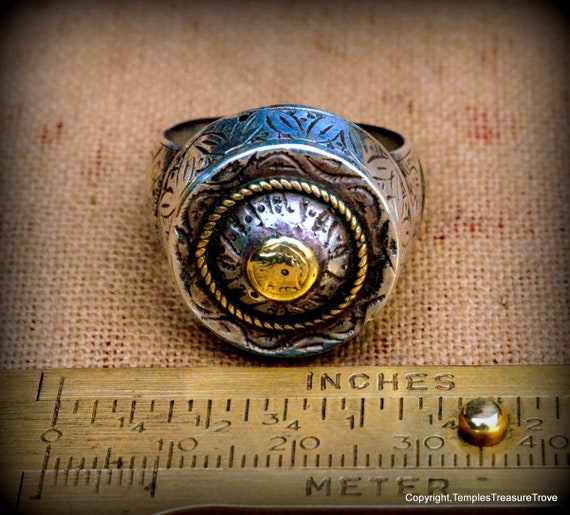Antique Middle Eastern Sterling Tribal Ring~Size 8 Ev… - Gem