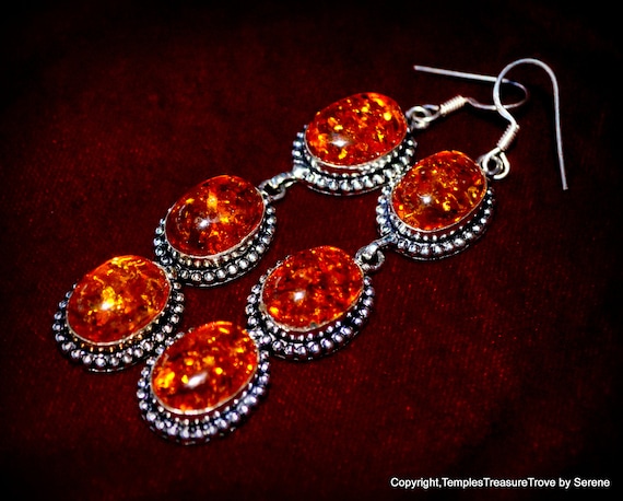 Baltic Honey Amber and 925 Earrings~Sun Spangle Dangl… - Gem