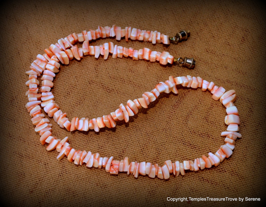 Red Lip Shell Heishi Beads 16.5 Inch Beachy Choker~peachy Pink Pastel ...