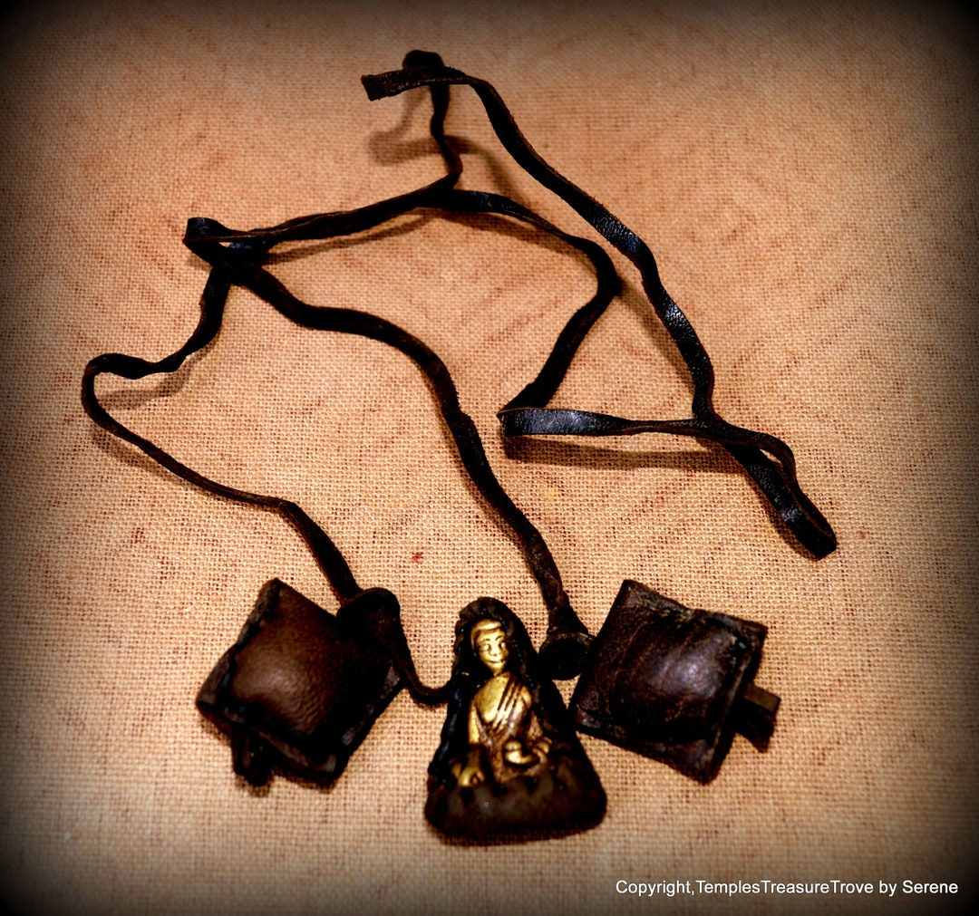 Tibetan Shaman Necklace With Brass Buddha and Herbal Packets~ Buddhist ...