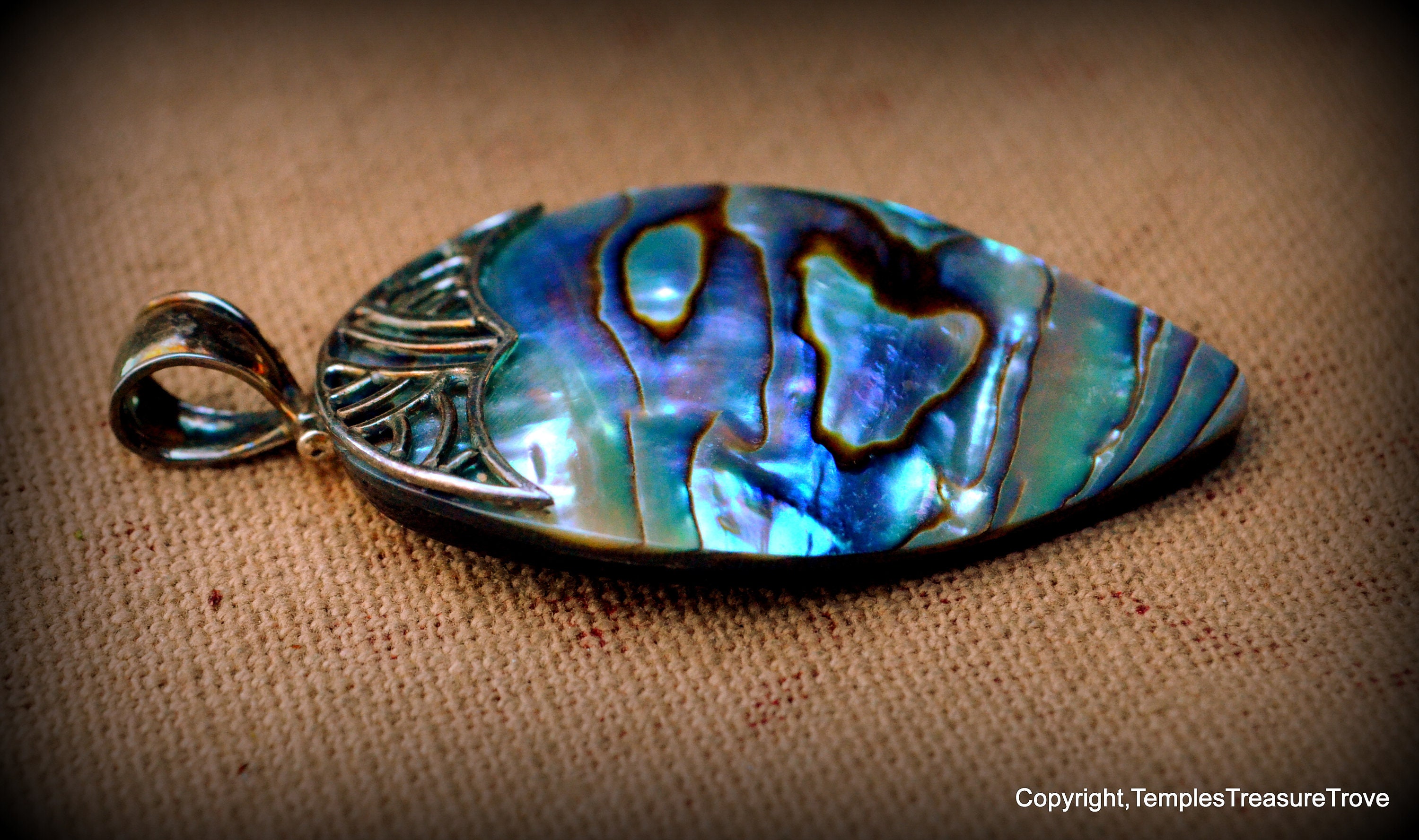 Sterling and Iridescent Paua Shell Pendant/paua Shell and 925 | Etsy