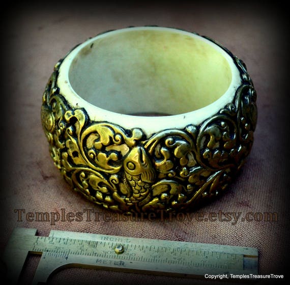 Nepalese Brass Repousse Cuff Bracelet/Brass Repousse … - Gem