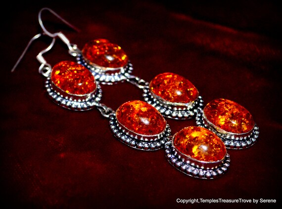 Baltic Honey Amber and 925 Earrings~Sun Spangle Dangl… - Gem