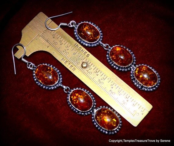 Baltic Honey Amber and 925 Earrings~Sun Spangle Dangl… - Gem