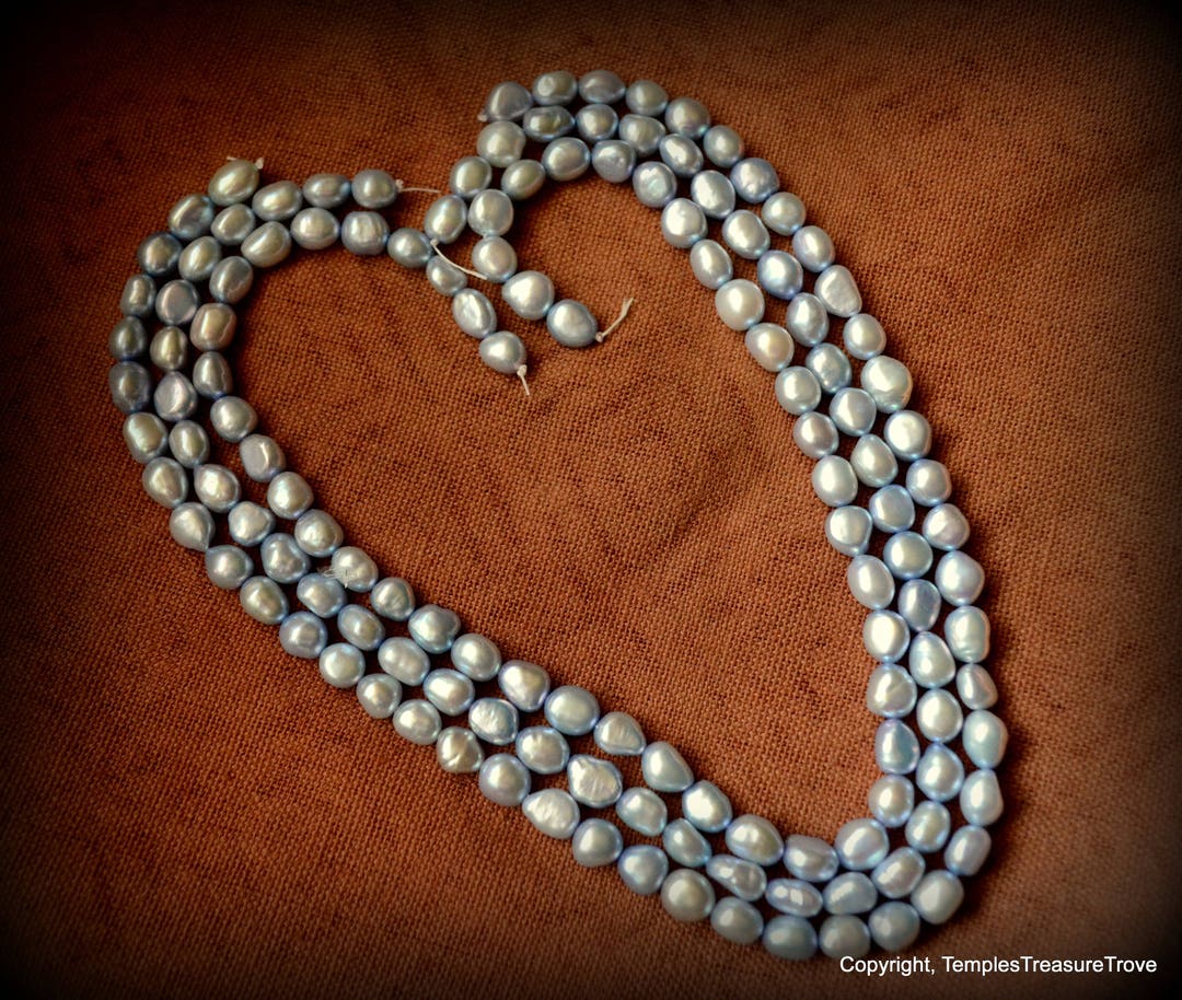 Pale Silver Fresh Water Pearl Strand/iridescent Silver Pearl Strand/16 ...
