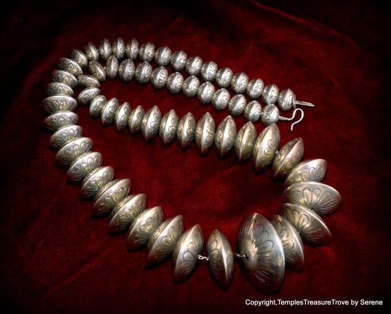 185 Gram Graduated Navajo Sterling Bench Beads Neckla… - Gem