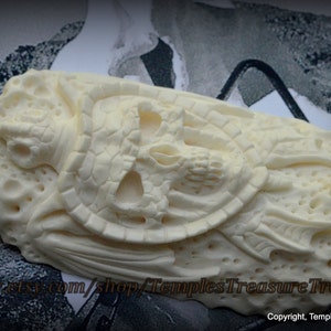 Vintage Gothic Grinning Grim Reaper Skeleton Focal Bead Pendant Carved ...