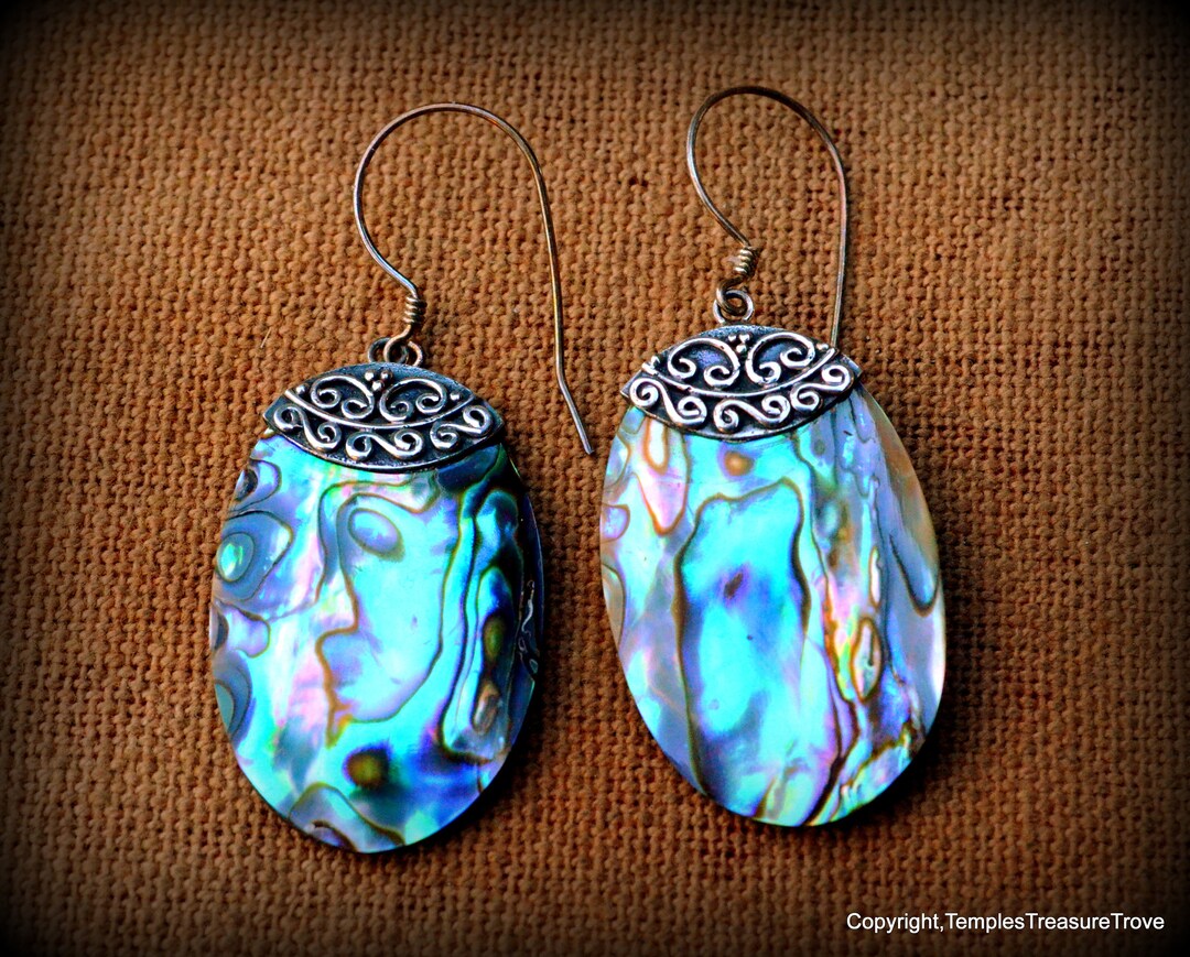 Sterling and Iridescent Paua Shell Earrings/paua and 925 Earrings for ...
