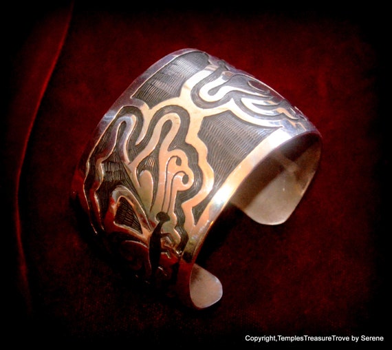 92 Grams Navajo Cuff~950 Silver Double Butterfly Over… - Gem