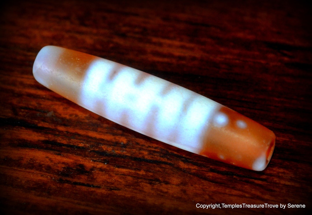Tibetan Striped Dzi Bead~five Stripes Dzi Bead~peachy Milk Agate Dzi ...