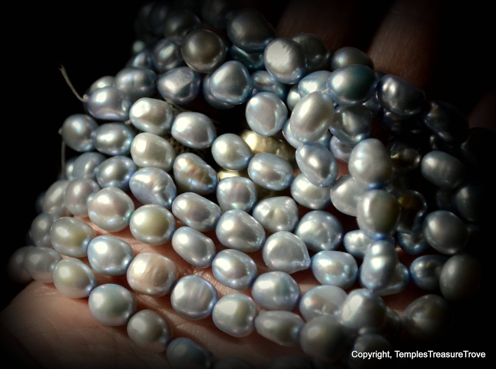Pale Silver Fresh Water Pearl Strand/iridescent Silver Pearl Strand/16 ...