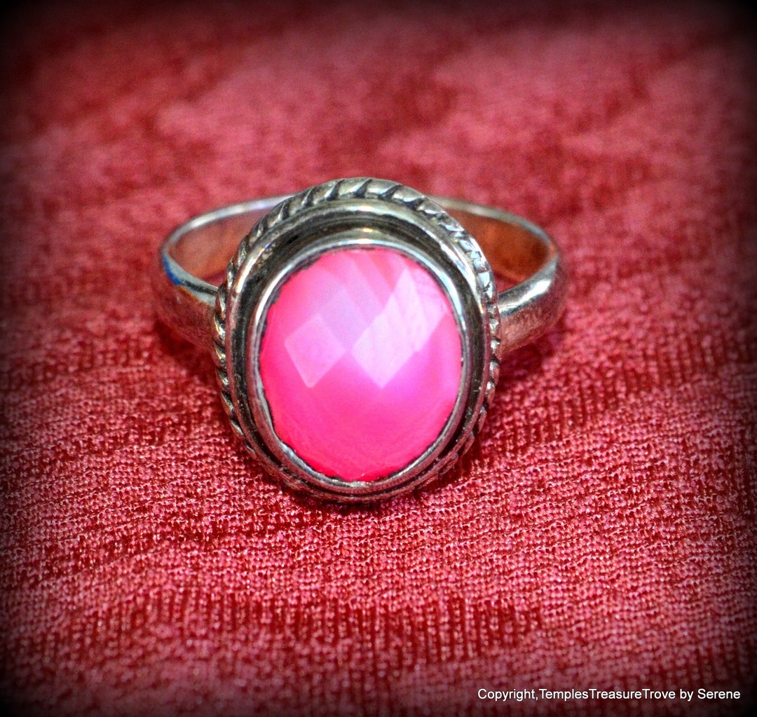 Size 7 Rose Pink Agate and Sterling Ringpink Agate Ring for Hermoon ...