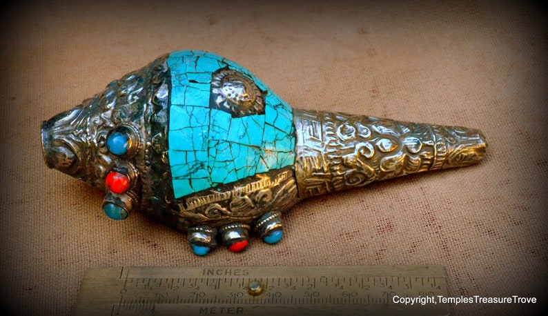 Vintage Dung-dkar Tibetan Conch Shell Repousse Silversilver - Etsy